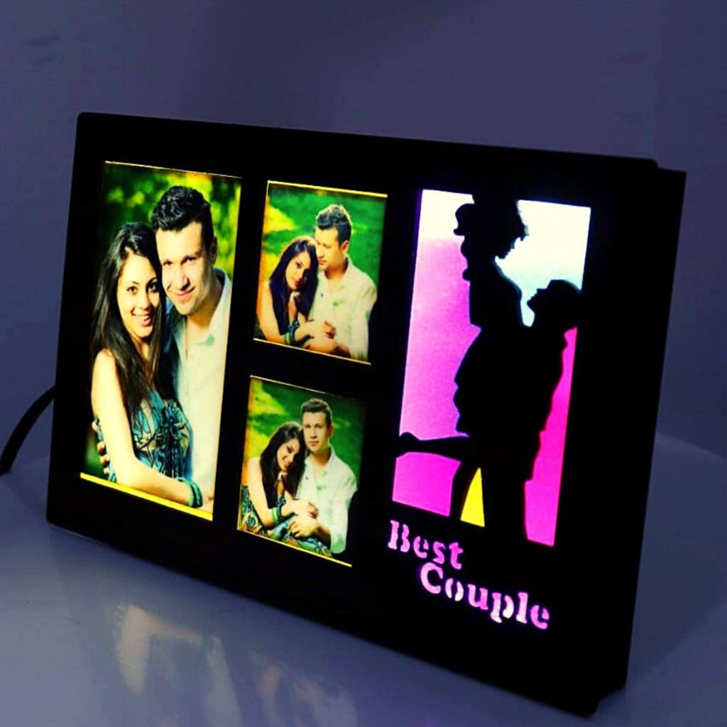 Best Couple LED Photo Frame with 3 Photo | Personalized Gift - Indidecor